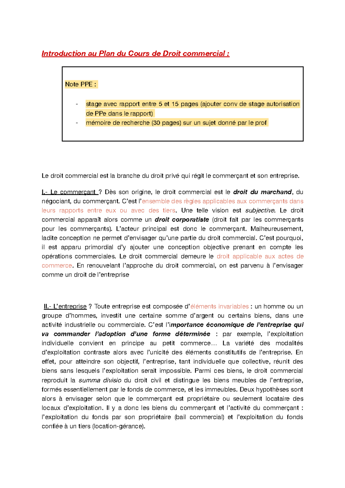 Introduction Cours de Droit commercial année 2021-2022 - Introduction ...