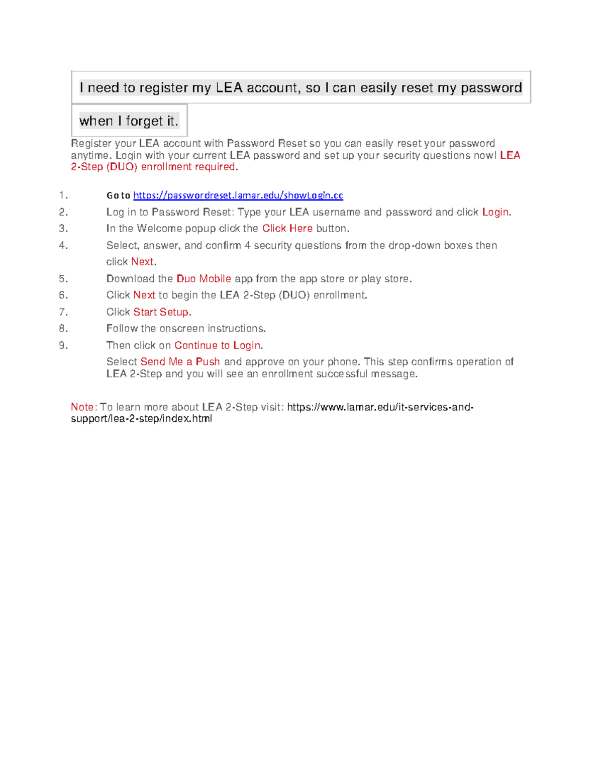 I need to register my LEA account - Register your LEA account with ...