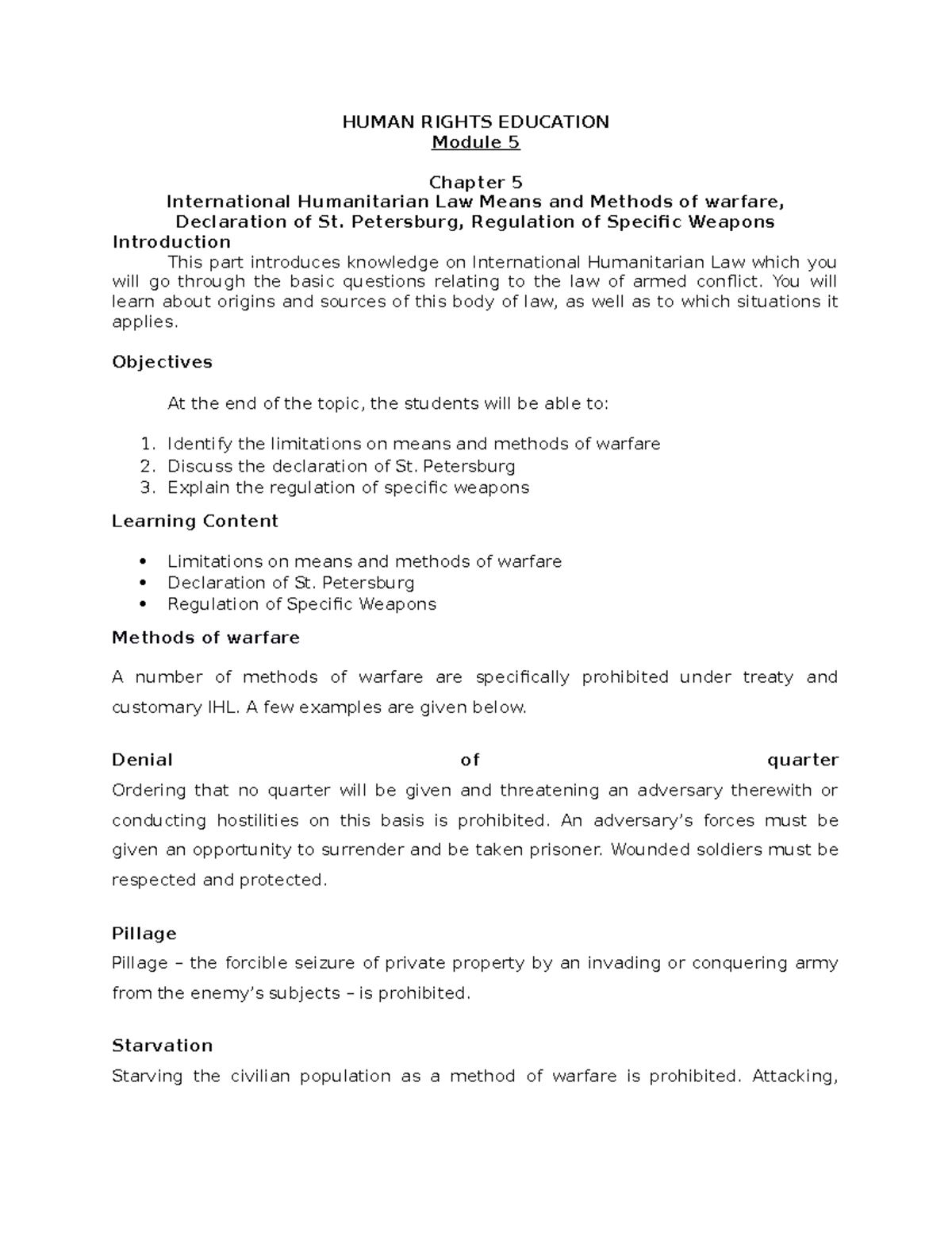 Module-5 - H vgyv - HUMAN RIGHTS EDUCATION Module 5 Chapter 5 ...
