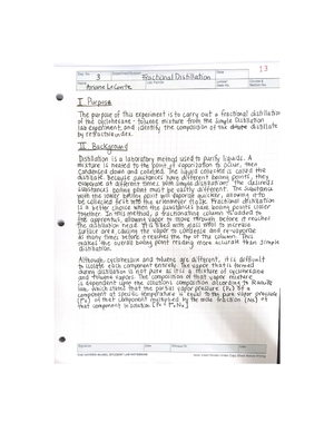 Lab 2- Simple Distillation lab report - The aim of this experiment was ...