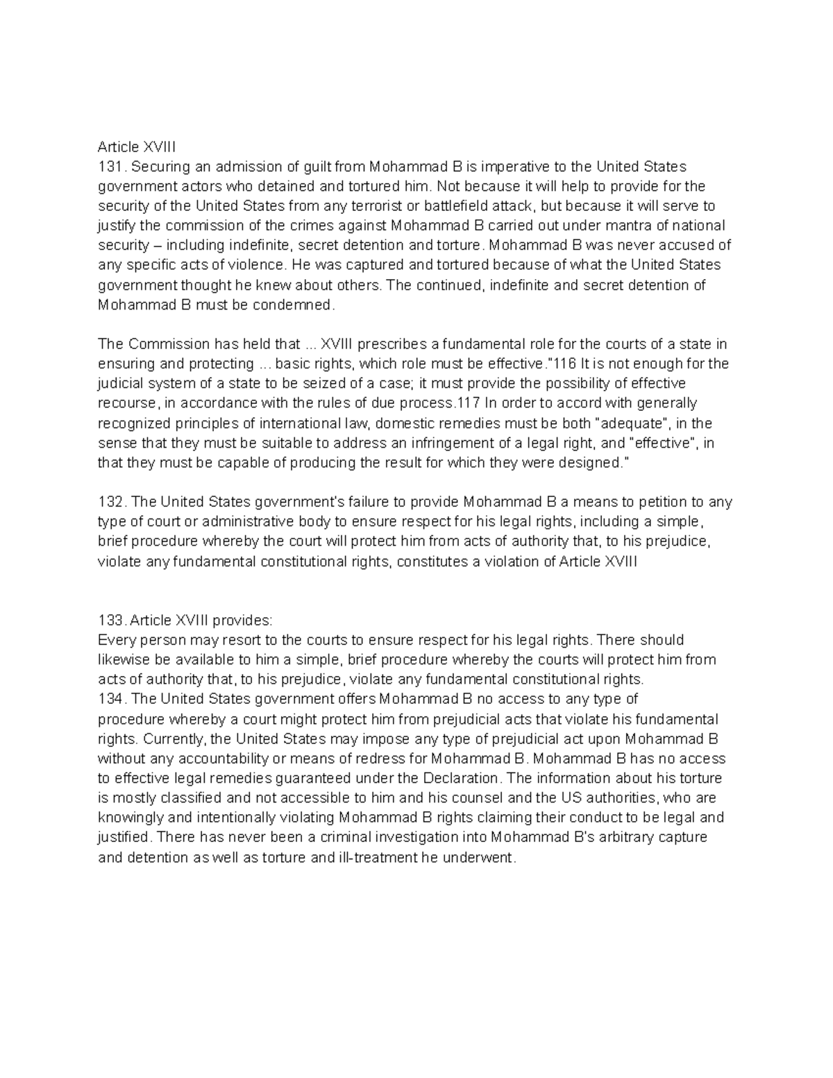 Human Rights USA -Article Xviii claimant - Article XVIII 131. Securing ...