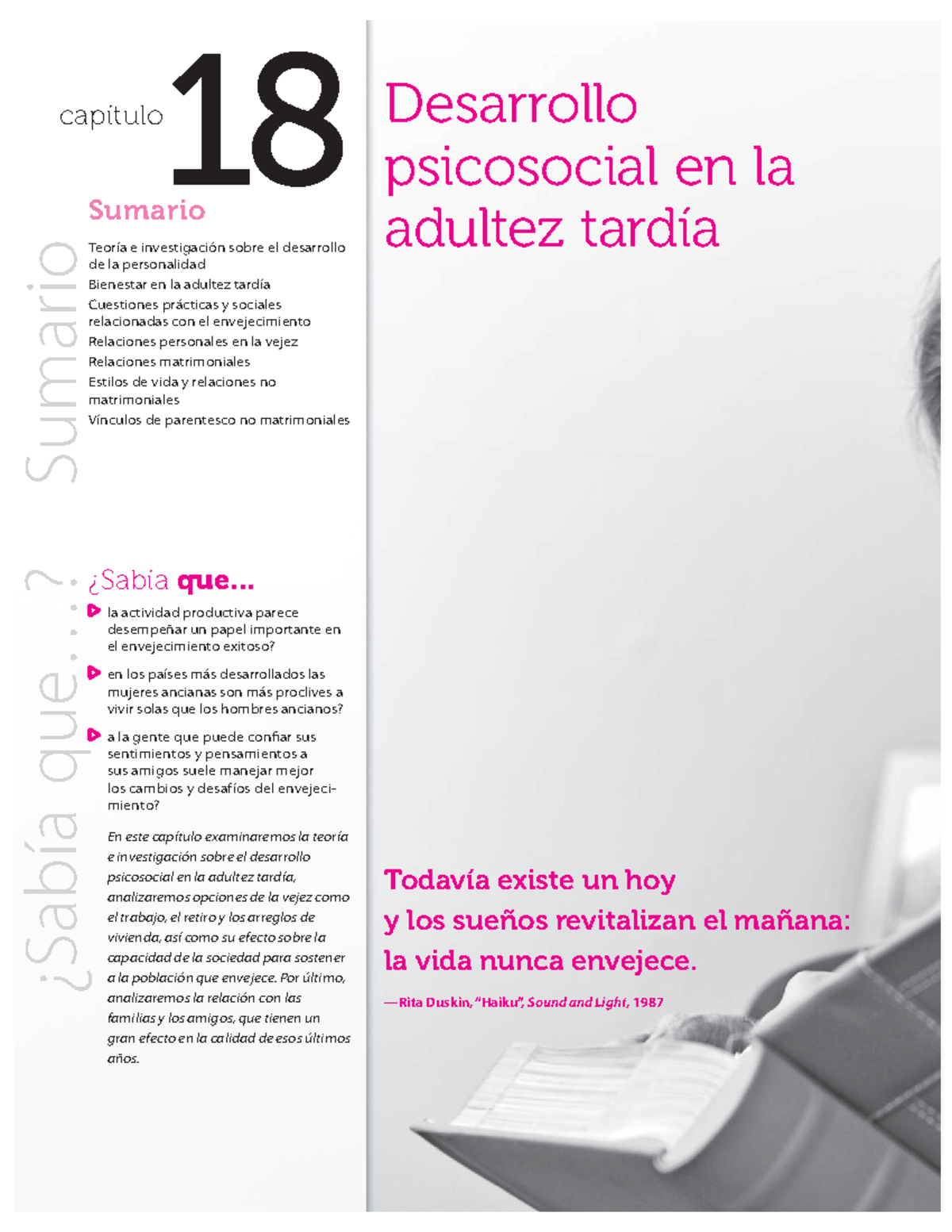 Desarrollo Psicosocial en la Adultez Tardía - Sumario ¿Sabía que...? Desarrollo psicosocial en ...