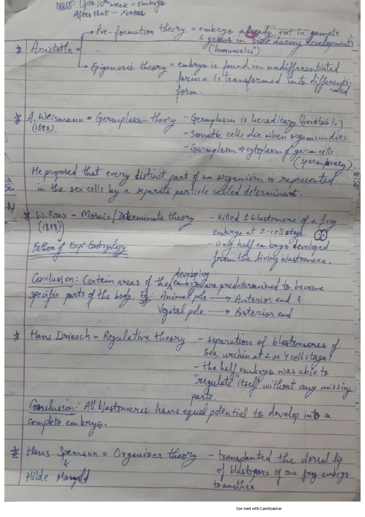 Developmental Biology notes Part1 - Bsc(h) Zoology - Studocu