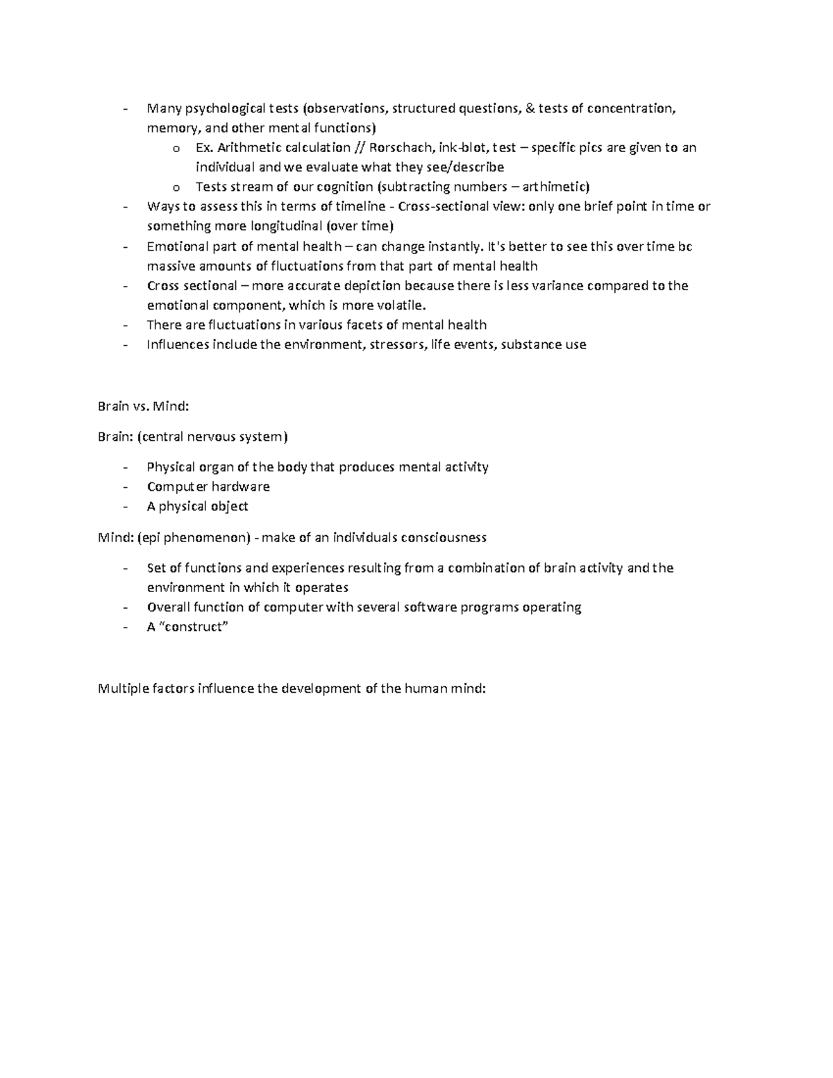 Chapter 1 -2 - Many psychological tests (observations, structured ...