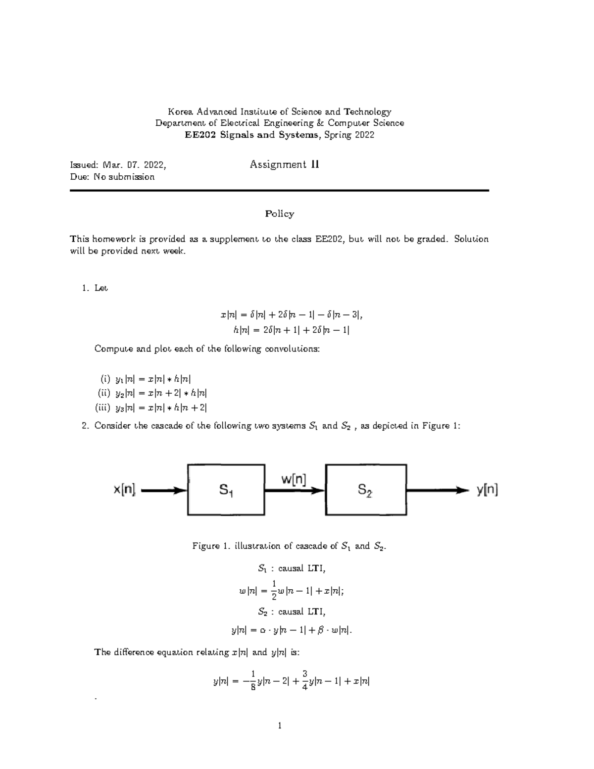 Assignment 2 - many problems - signals and systems - KAIST - Studocu