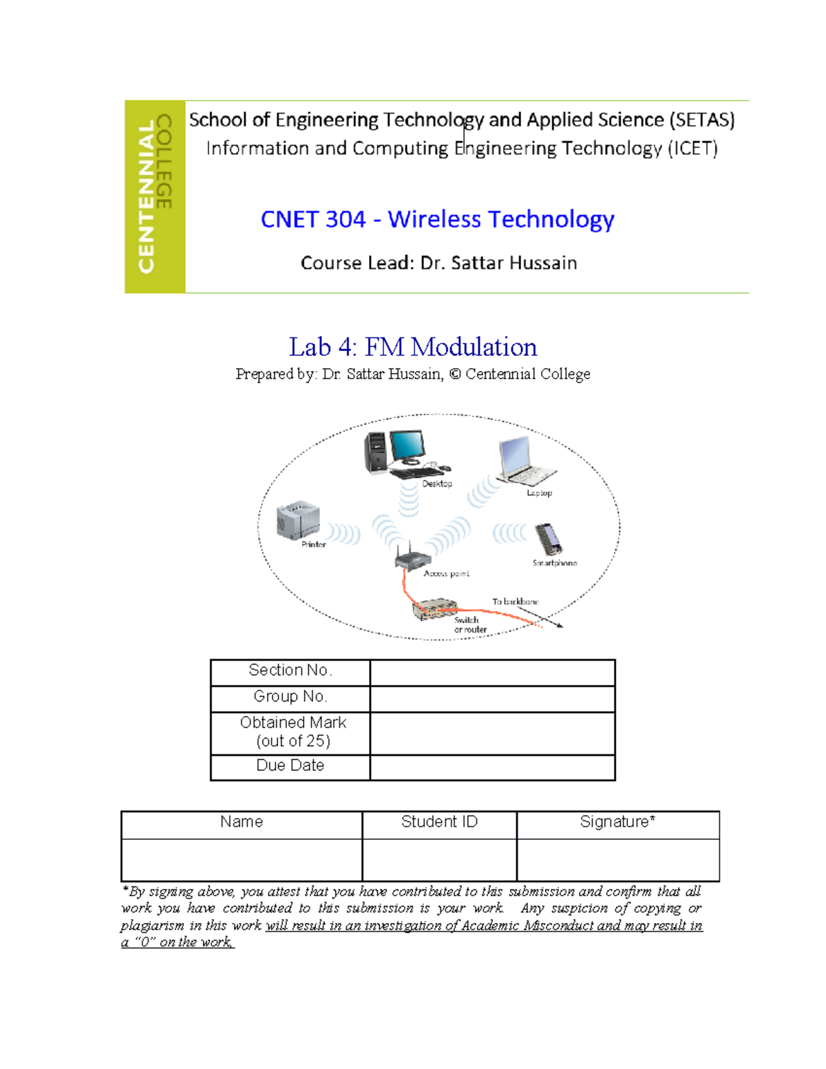 CNET304 Lab 4 FM Modulation - Lab 4: FM Modulation Prepared : Dr ...
