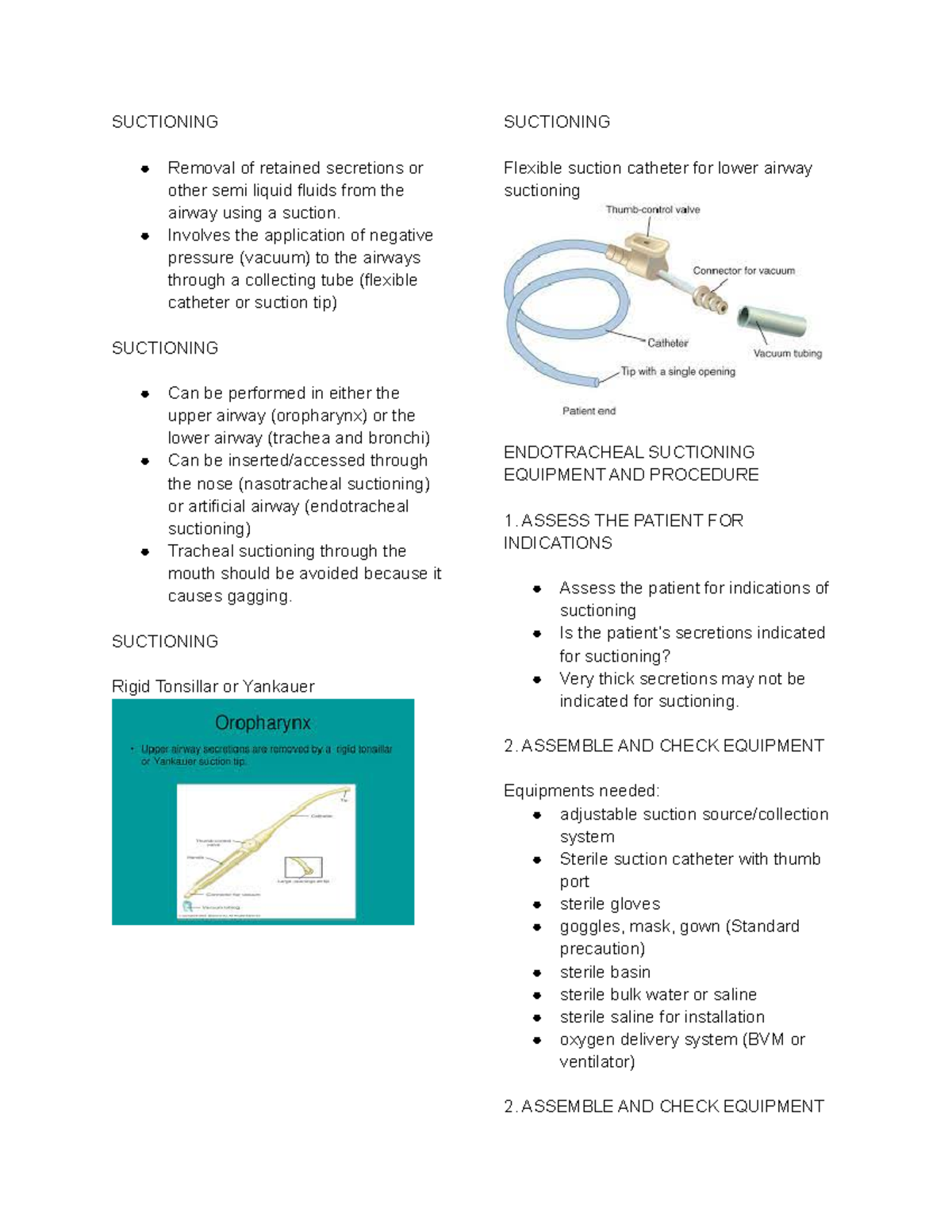 Suctioning - review this now! - SUCTIONING Removal of retained ...