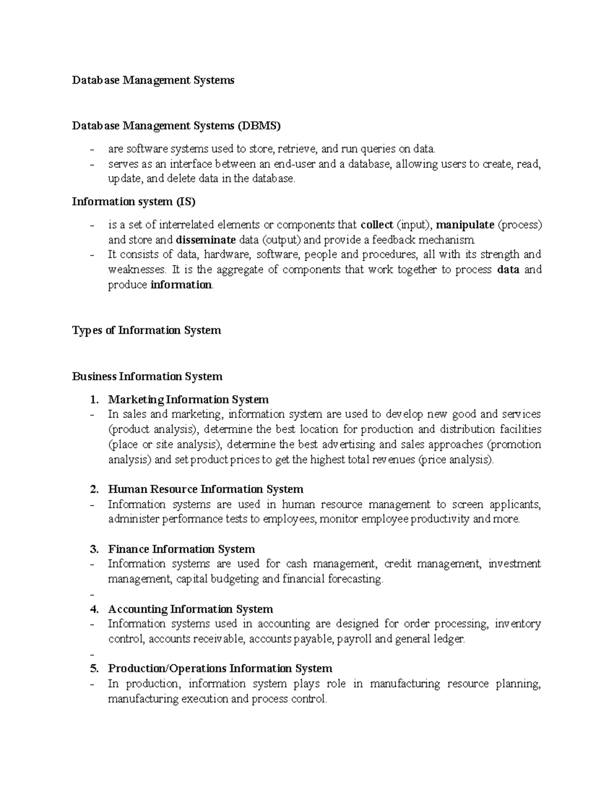 Notes for DBMS - Database Management Systems Database Management ...