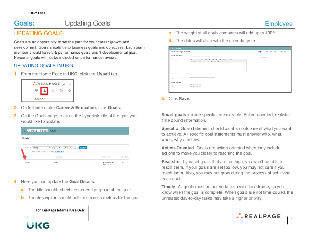 Employee User Guide - Update Goals - Goals: Updating Goals Employee . 1 ...