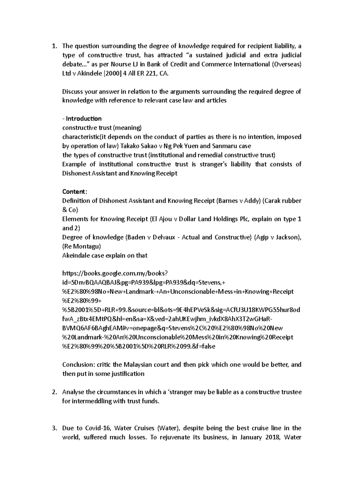 Constructive Trusts Tutorial - The question surrounding the degree of ...