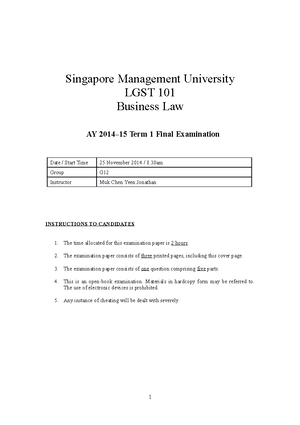 BLAW Sample Paper 2 - Business Law Sample Paper 2 This paper consists ...