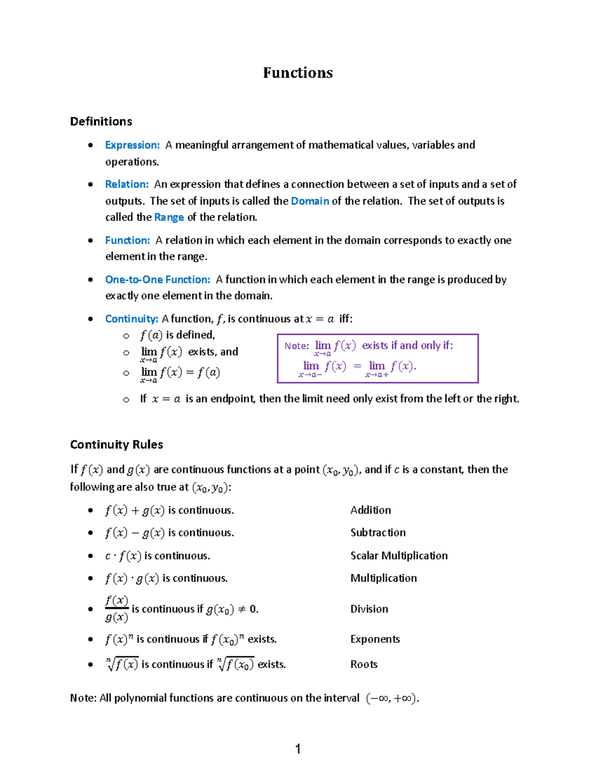 Functions Limits Differentiation and Applications of Derivatives - Chapter 1 Functions and ...
