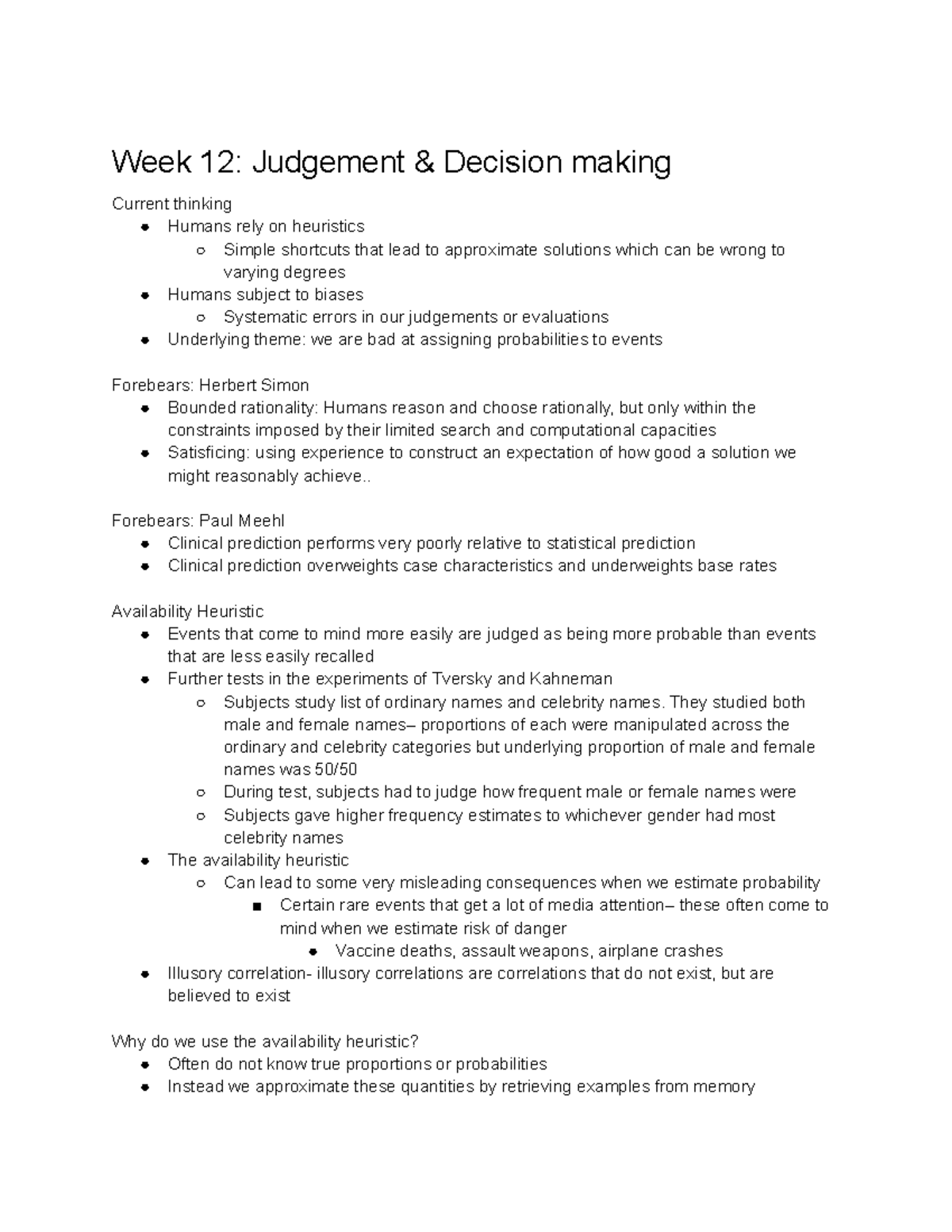 Cog. Psych Week 12 Judgement and Decision Making - Google Docs - Week ...