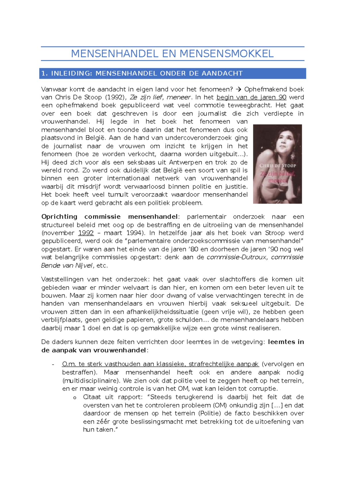 Hoofdstuk 6 - MENSENHANDEL EN MENSENSMOKKEL 1. INLEIDING: MENSENHANDEL ...