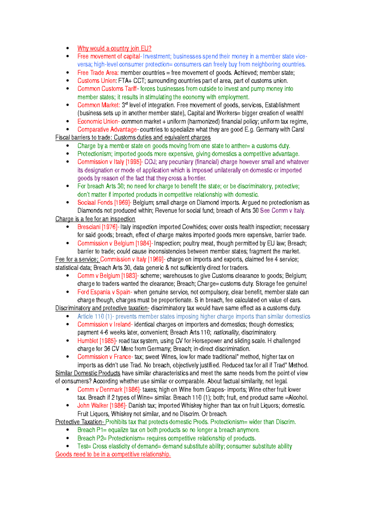 Notes for EU MCQ - Andre Naidoo - Why would a country join EU? Free ...