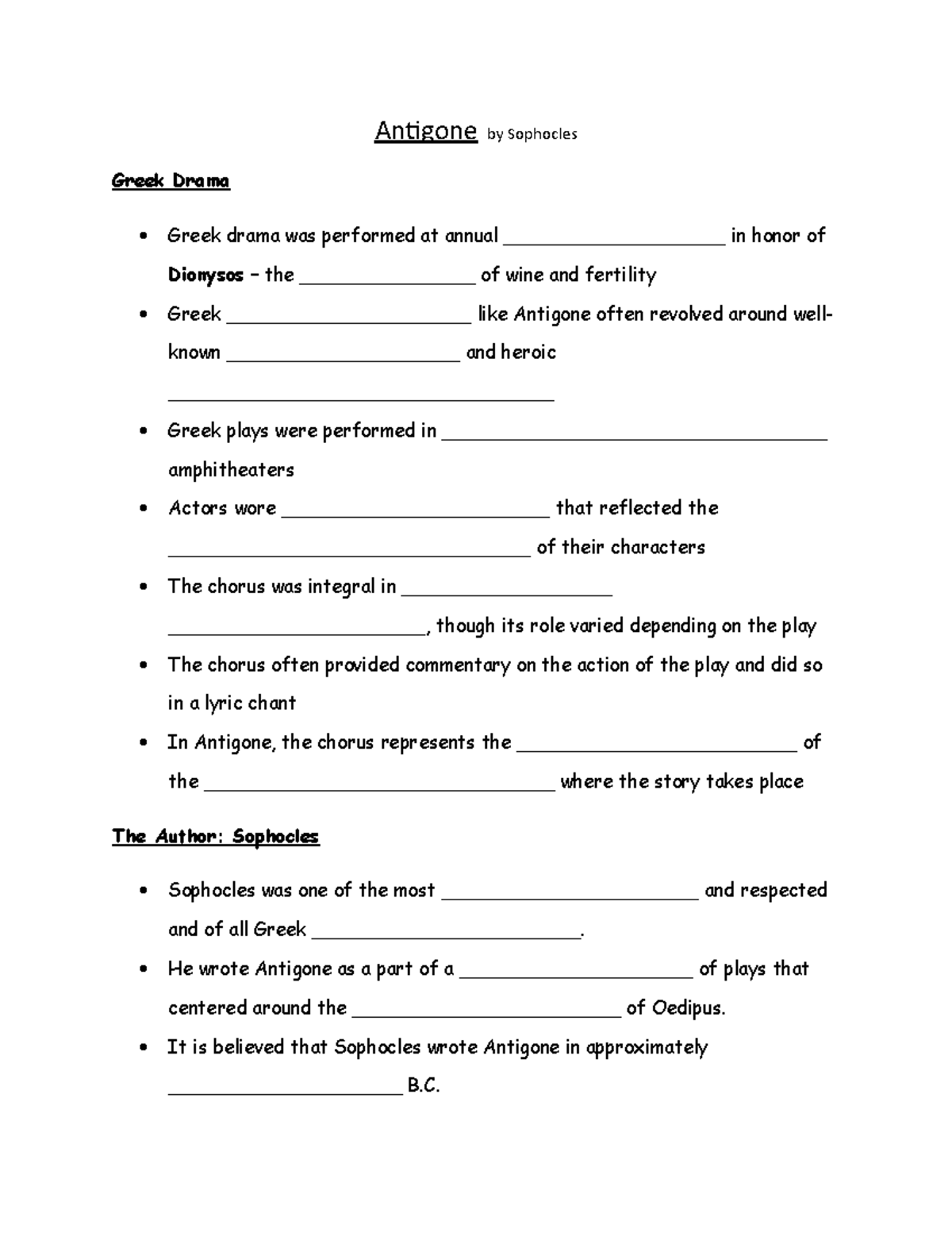 Antigone by Sophocles student notes - Antigone by Sophocles Greek Drama ...