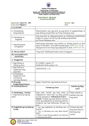 Filipino 7 Sample Curriculum Map in Matatag Curriculum 2nd Quarter ...