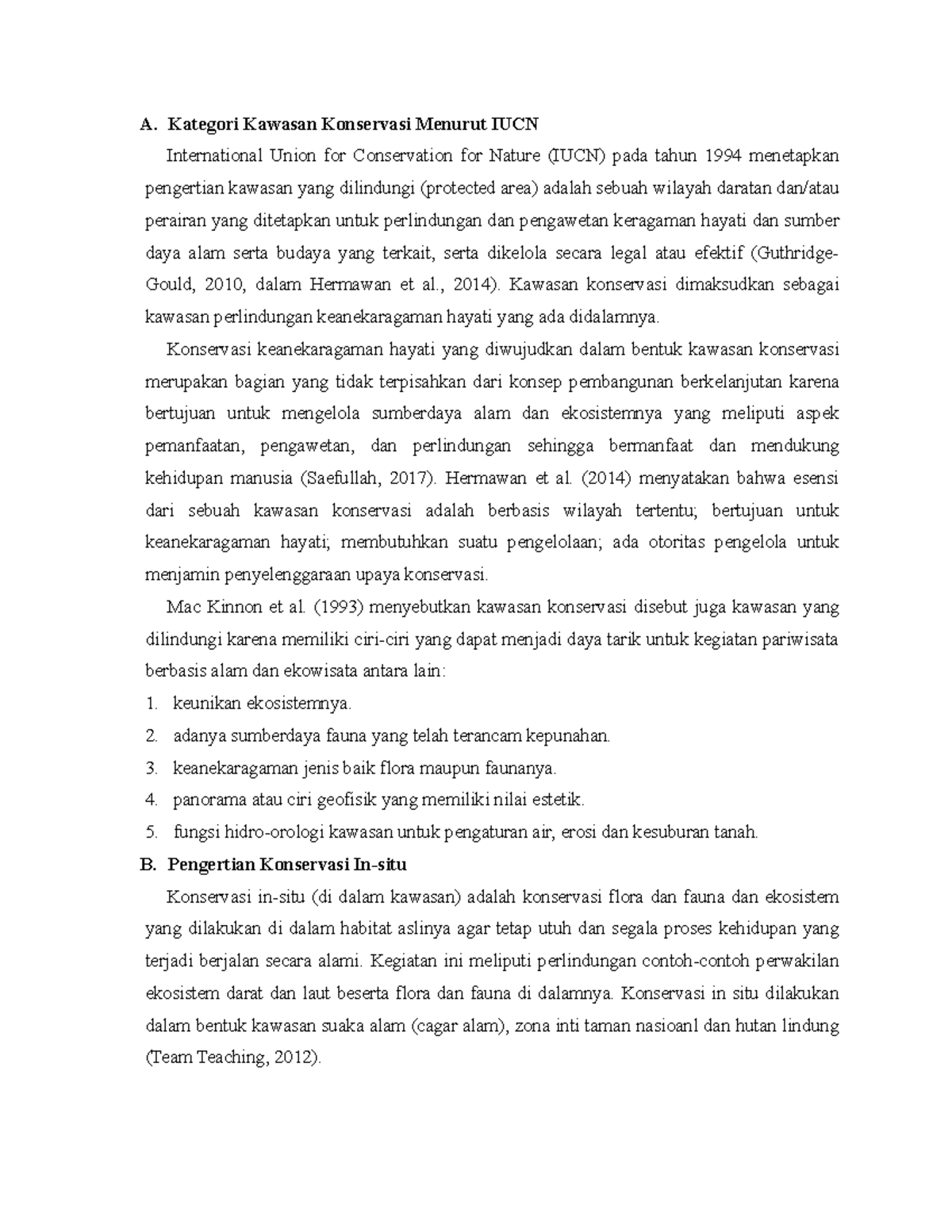 In Situ KSDA - KSDA - A. Kategori Kawasan Konservasi Menurut IUCN ...