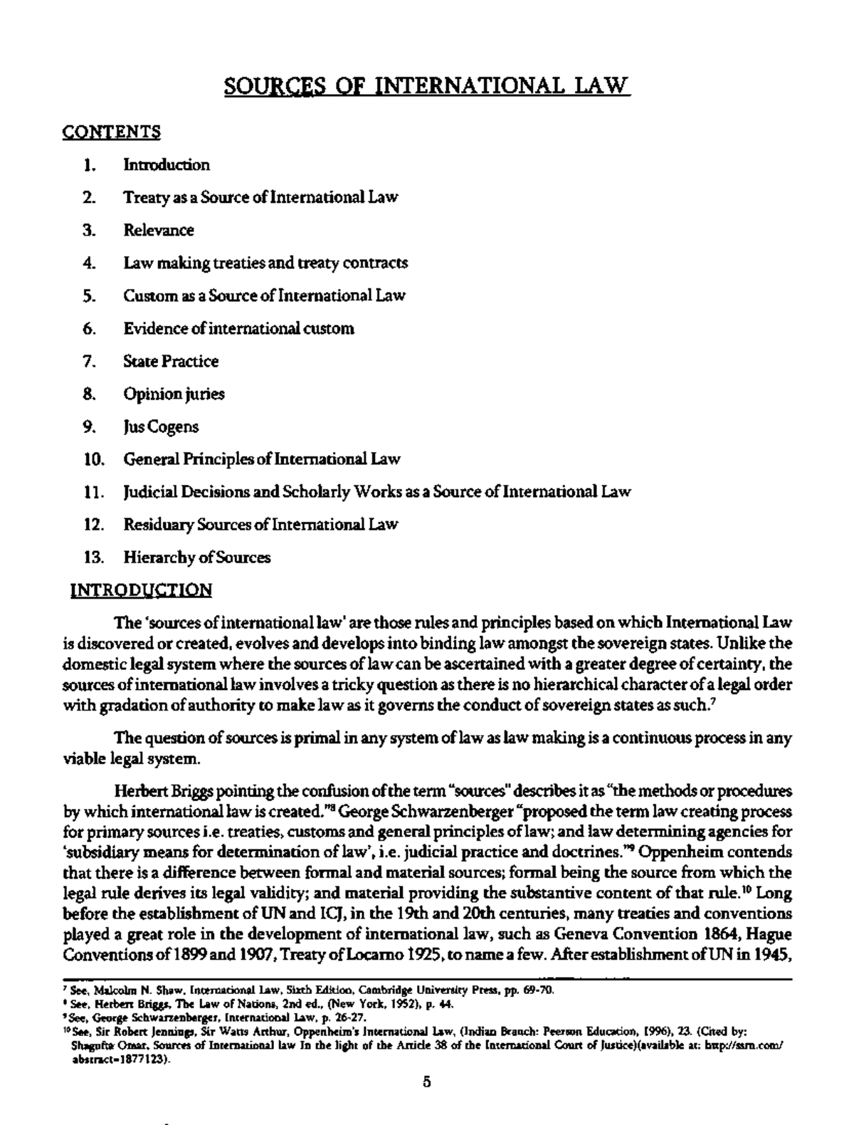 Sources of International law - SOURCES OF INTERNATIONAL LAW CONTENTS 1 ...