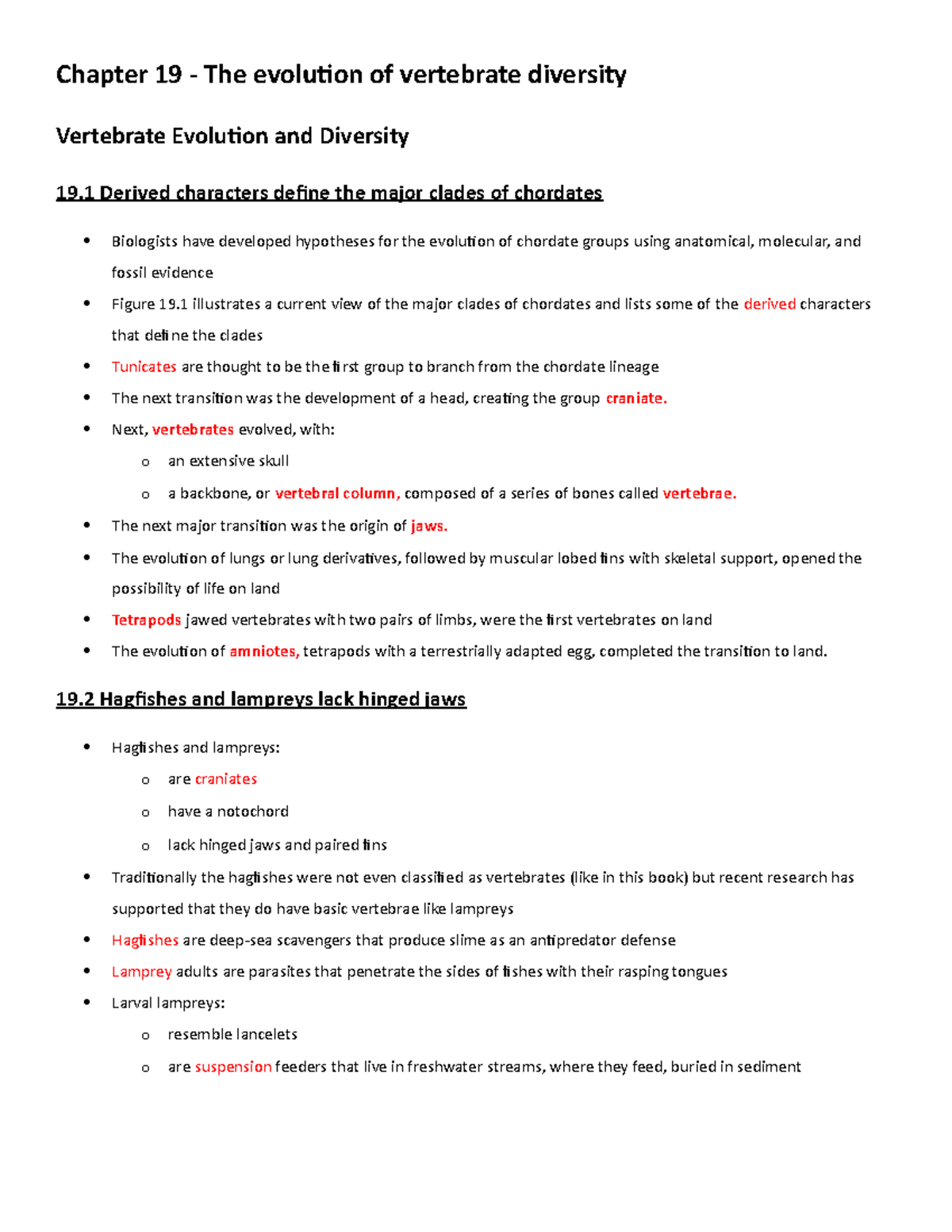 Chapter 19 - Biology 1407 outline notes, filled in from Dr. Burns ...