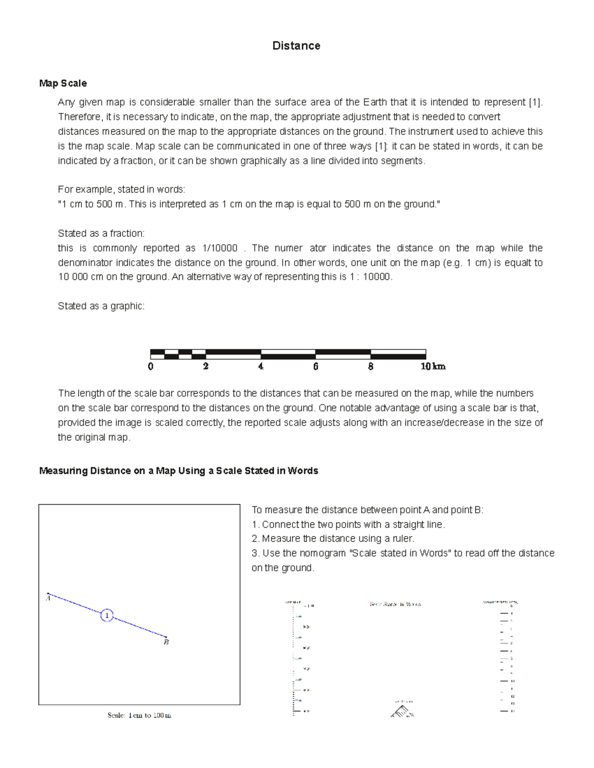 04-distance - Practical 4 with nomogram - Distance Map Scale Any given ...