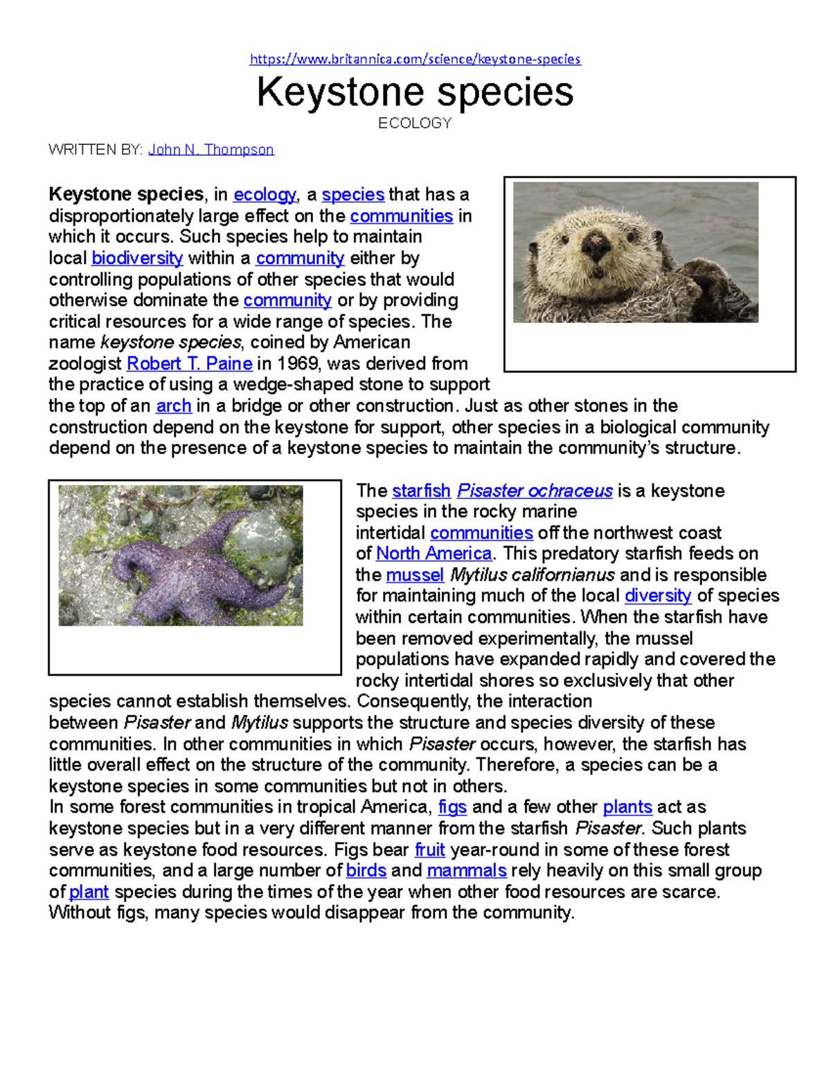 Bio 29th april - Biology Summary/Notes - britannica/science/keystone ...