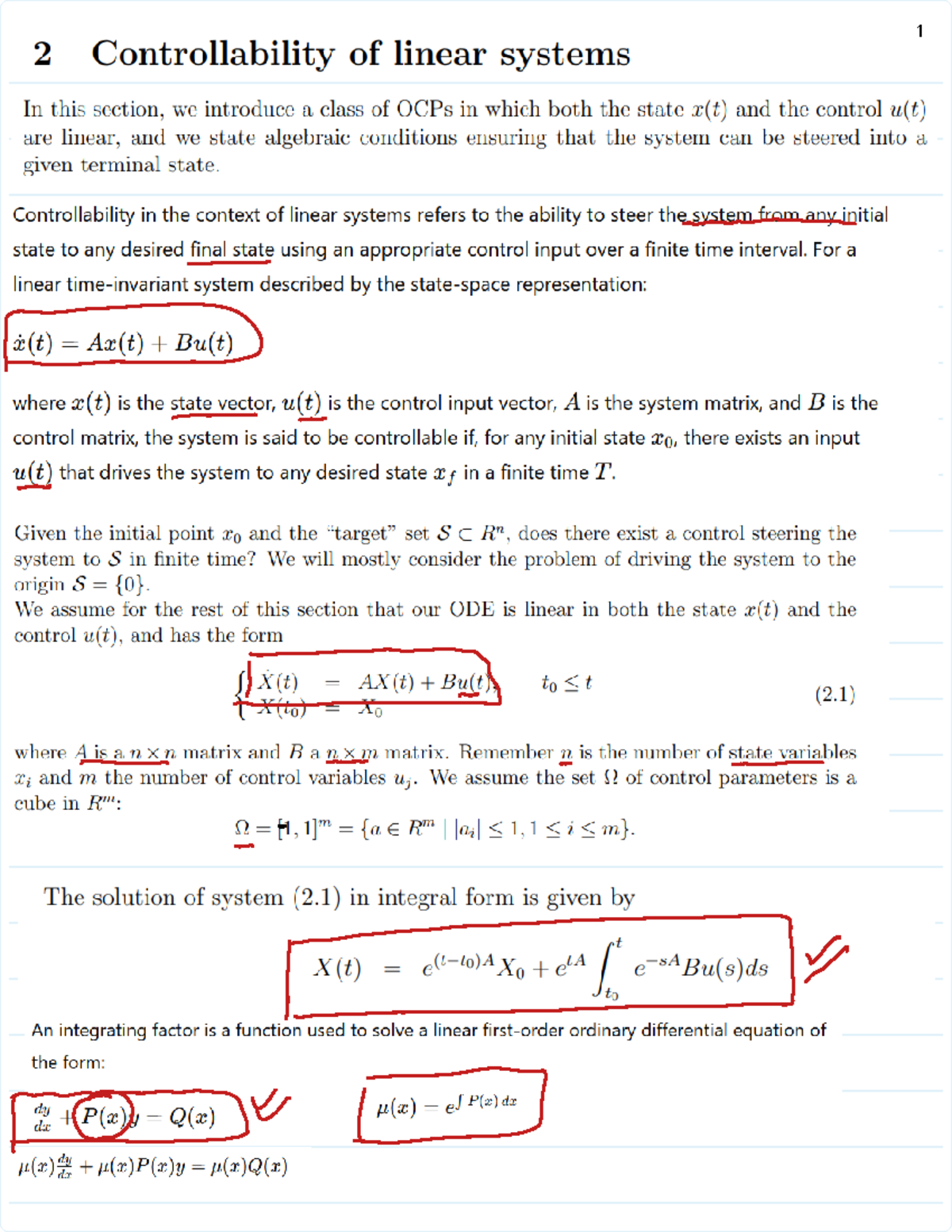MAT312 Lesson 25 Controllability of LS - 1 2 Controllability of linear systems In this section ...