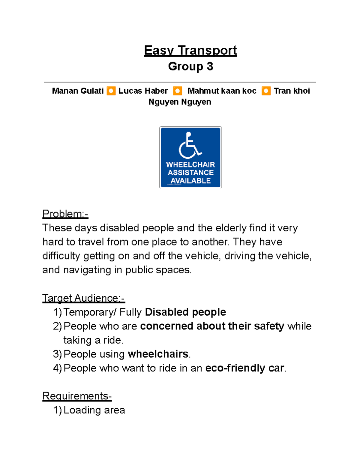 Master Project- Group 3 - Easy Transport Group 3 Manan Gulati ⏺ Lucas ...