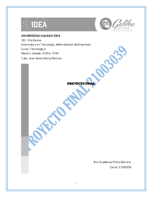 Doc compartido - Proyecto final tecnología 2 - UNIVERSIDAD GALILEO ...