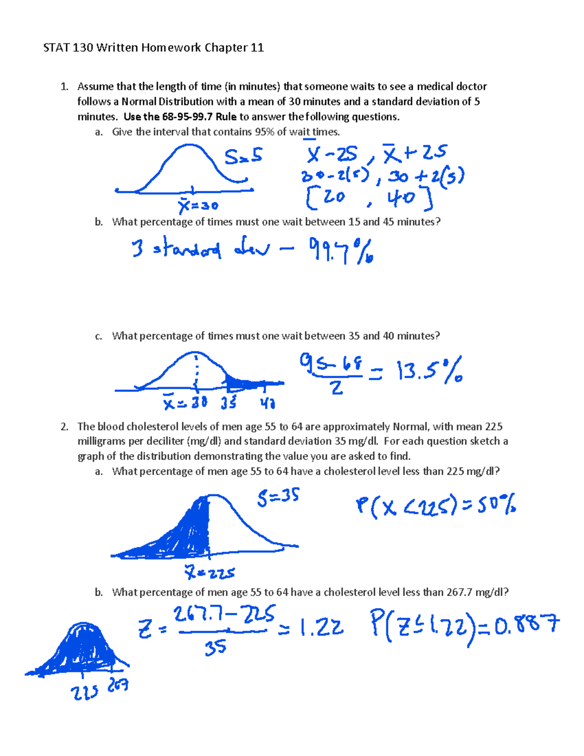 Stat 130 Written Homework Chapter 11 Sol - STAT 1 30 Written Homework ...