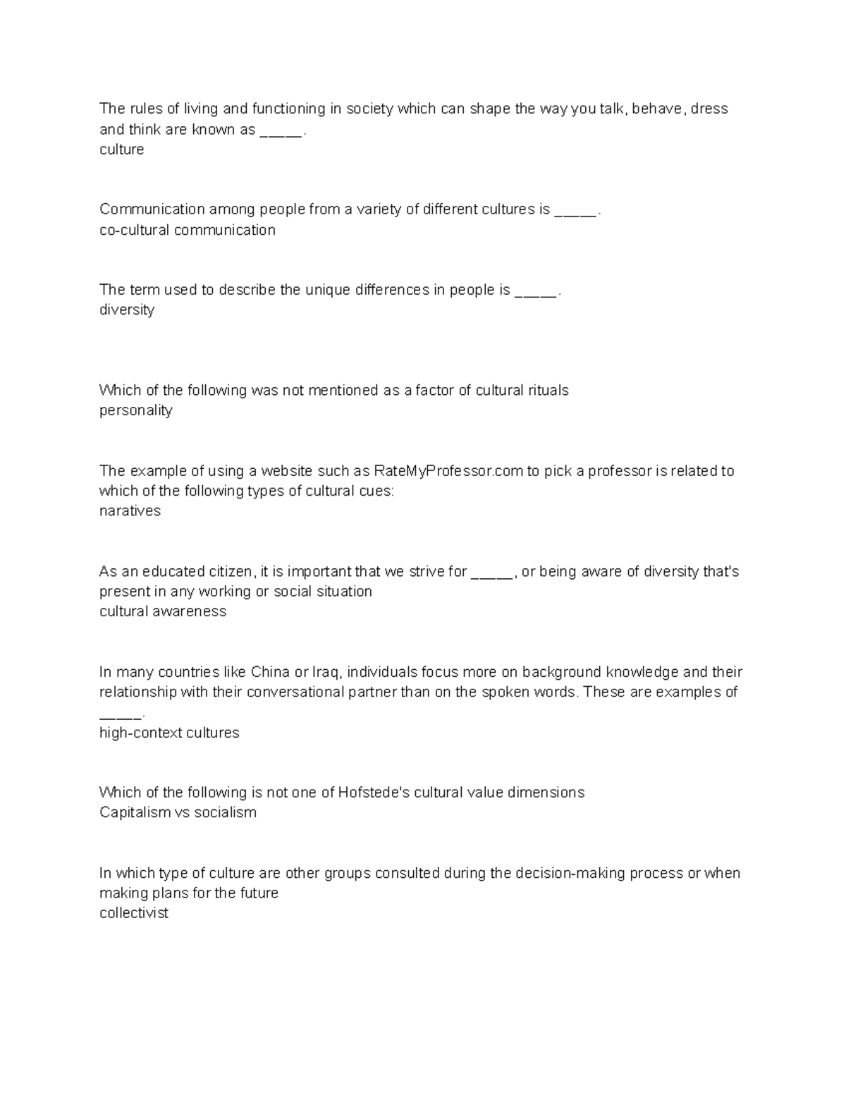 Cultural diversity- chapter 6 - The rules of living and functioning in ...
