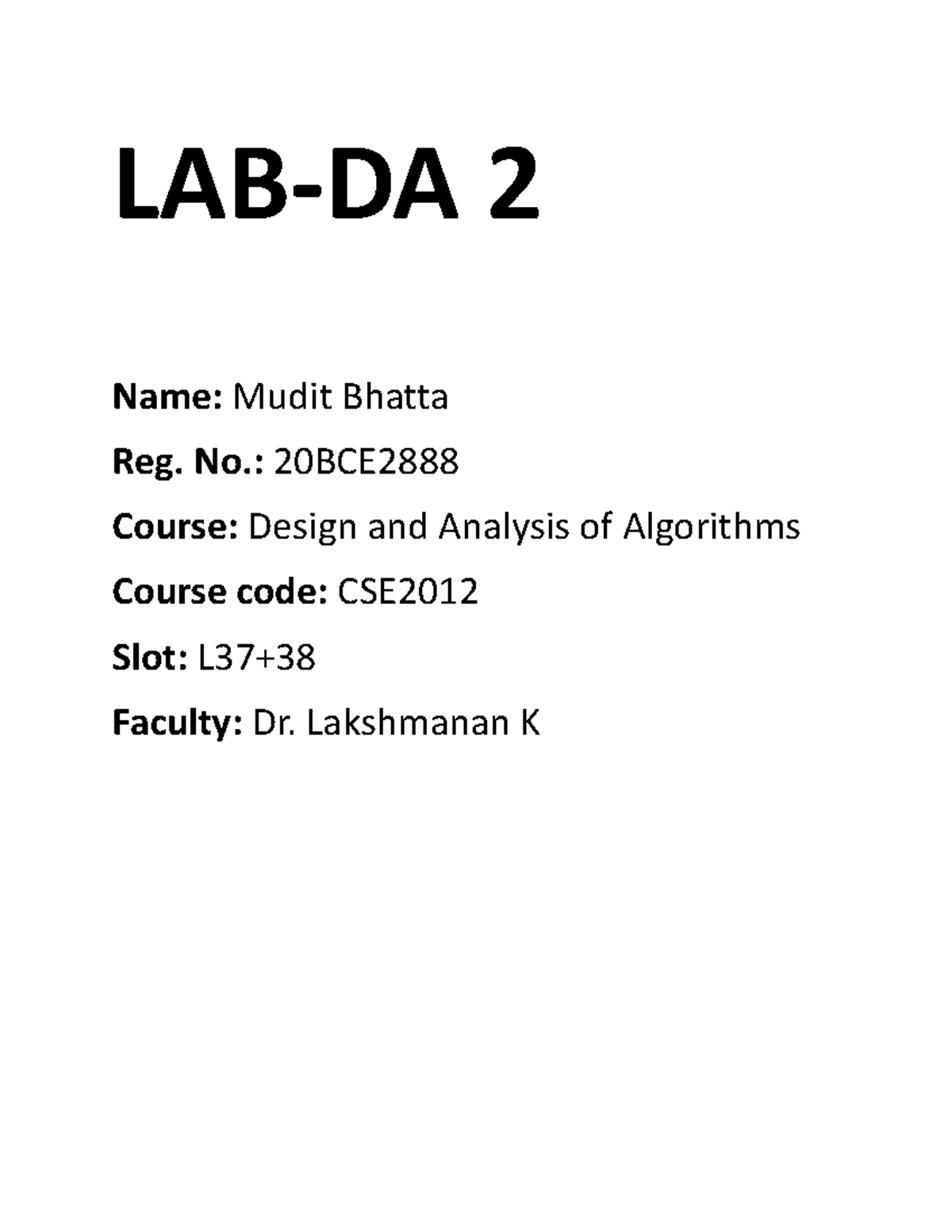 20BCE2888 LDA2 DAA - This assignment belongs to Design and Analysis of ...