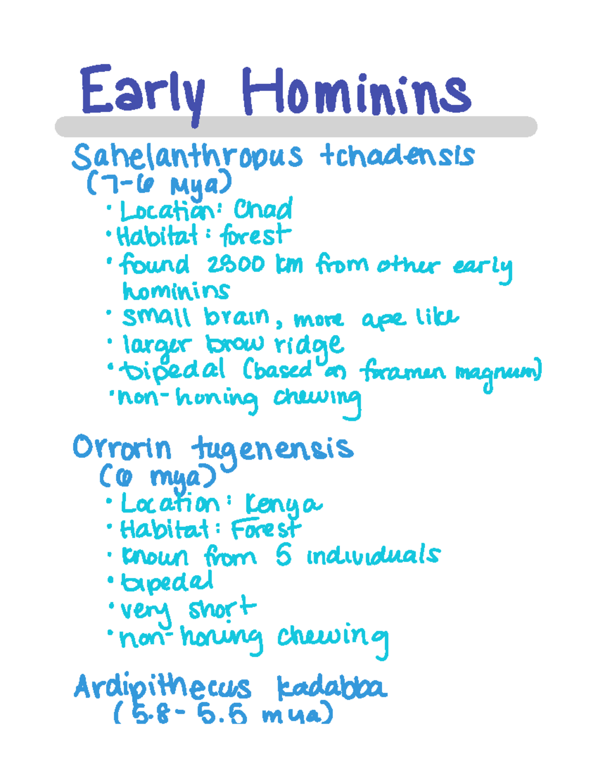 Module Three - Instructor: Steven Rhue - Early Hominins Sahel anthropus ...