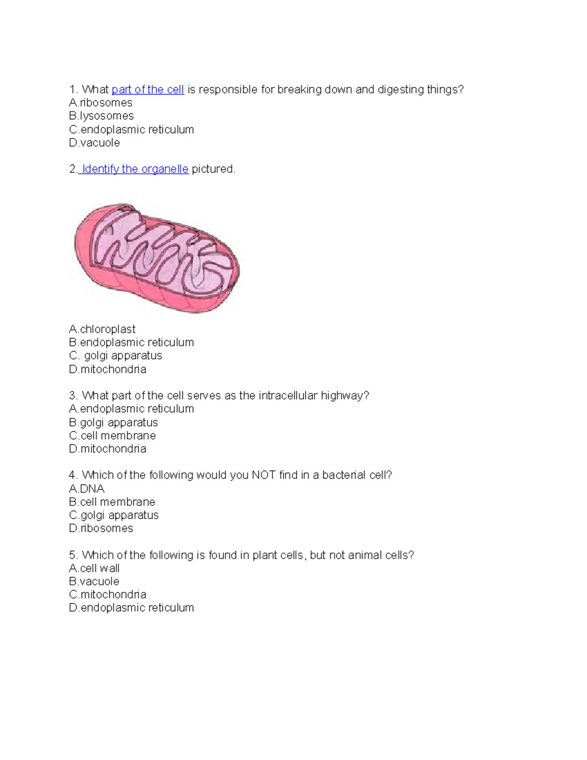 The cell practice exam - Bxjzzk - H.N. Werkman - What part of the cell ...
