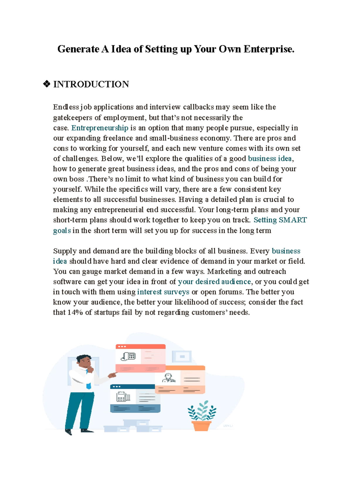 A Idea of Setting up Your Own Enterprise - INTRODUCTION Endless job ...