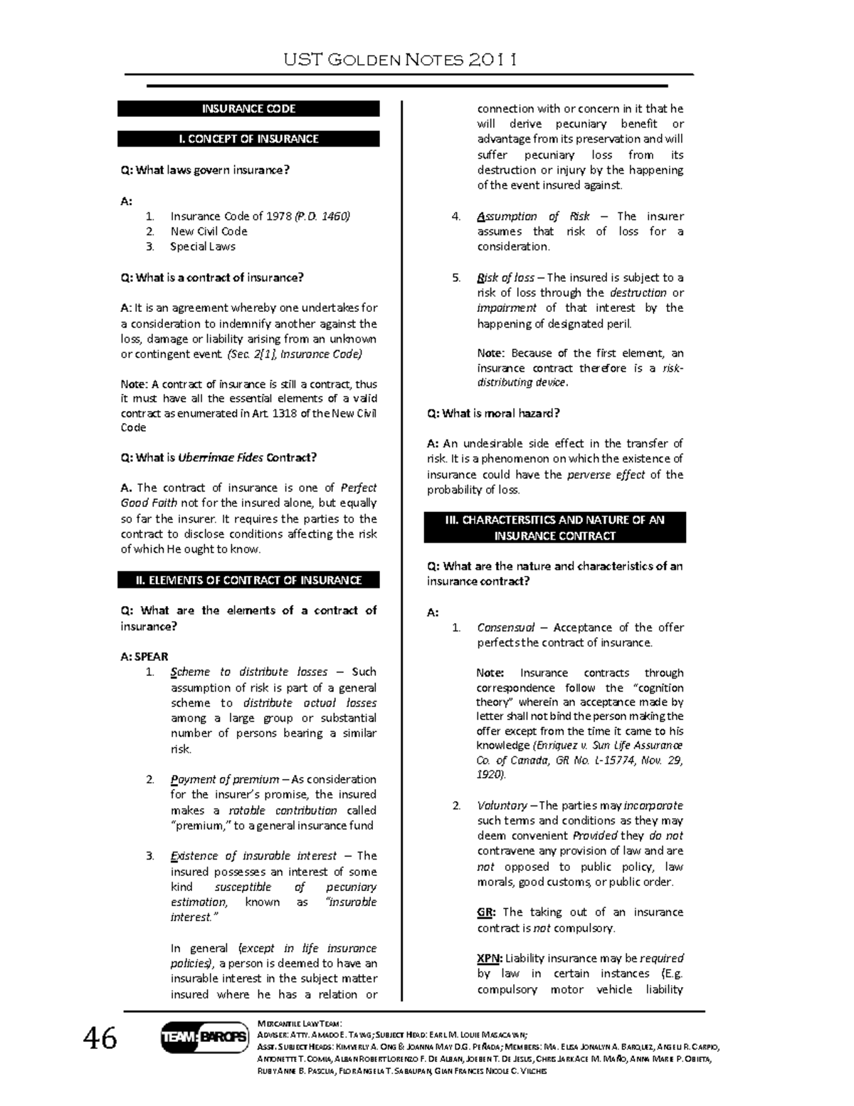 UST Golden Notes - Insurance, 2011 - UST GOLDEN NOTES 2011 MERCANTILE ...