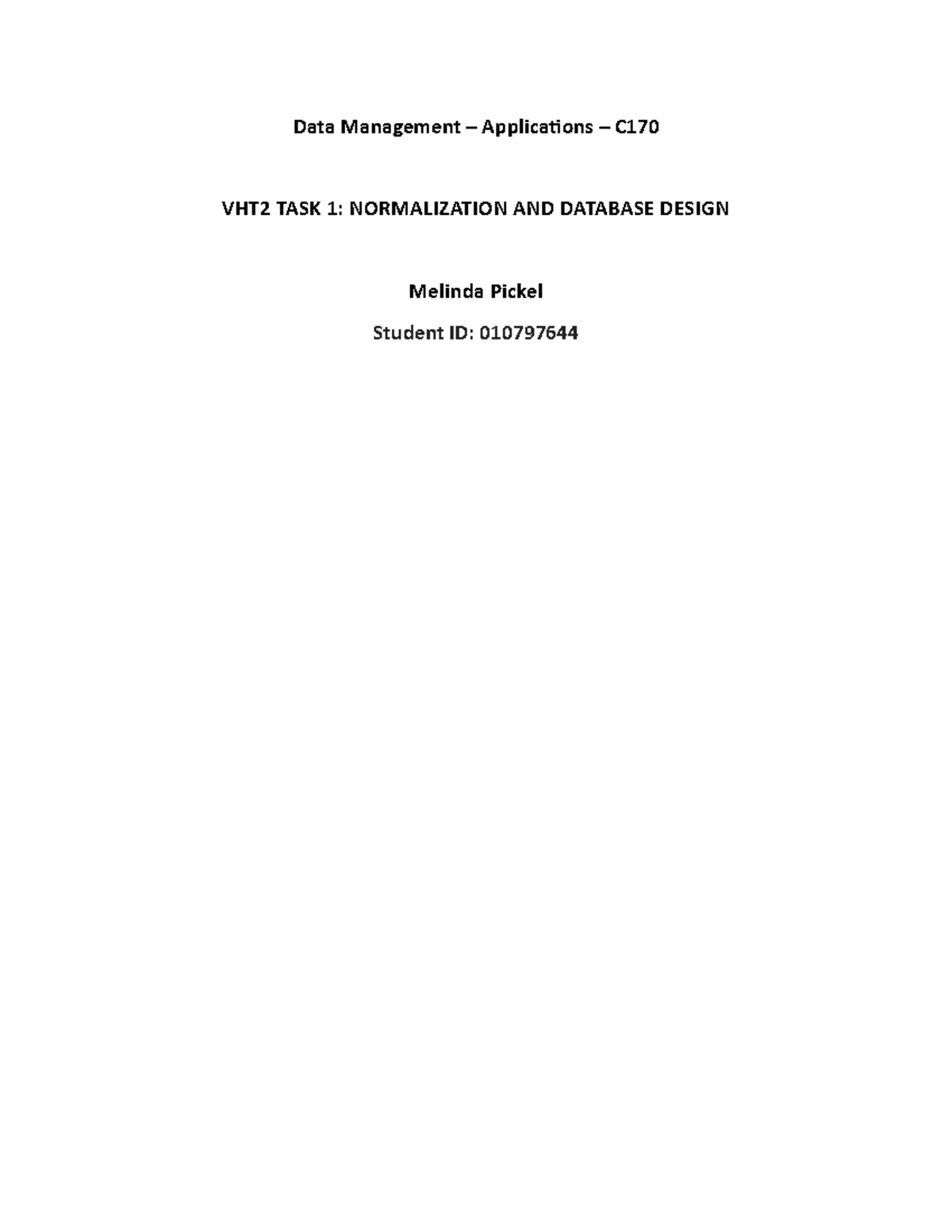 C170 Task 1 Performance Assessment - Data Management – Applications – C ...