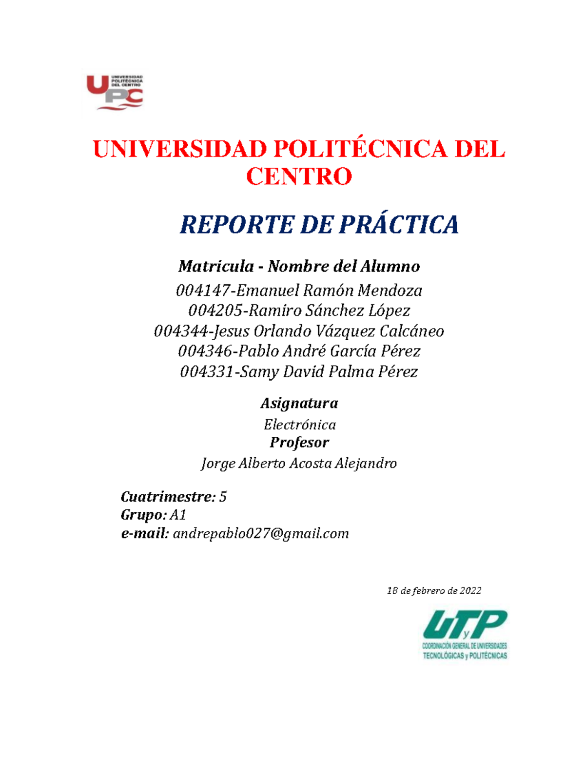 Repore de práctica (Rectificador de onda completa) - UNIVERSIDAD ...