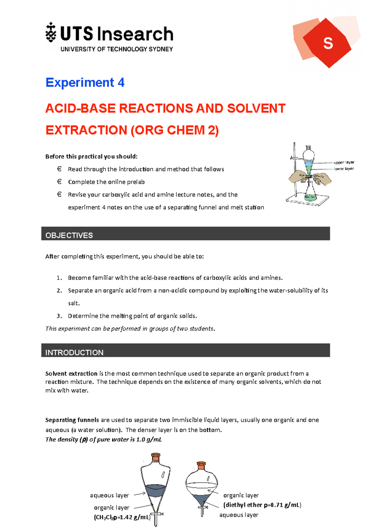 Experiment 5. Acid-base reactions and solvent extraction PRAC Notes ...
