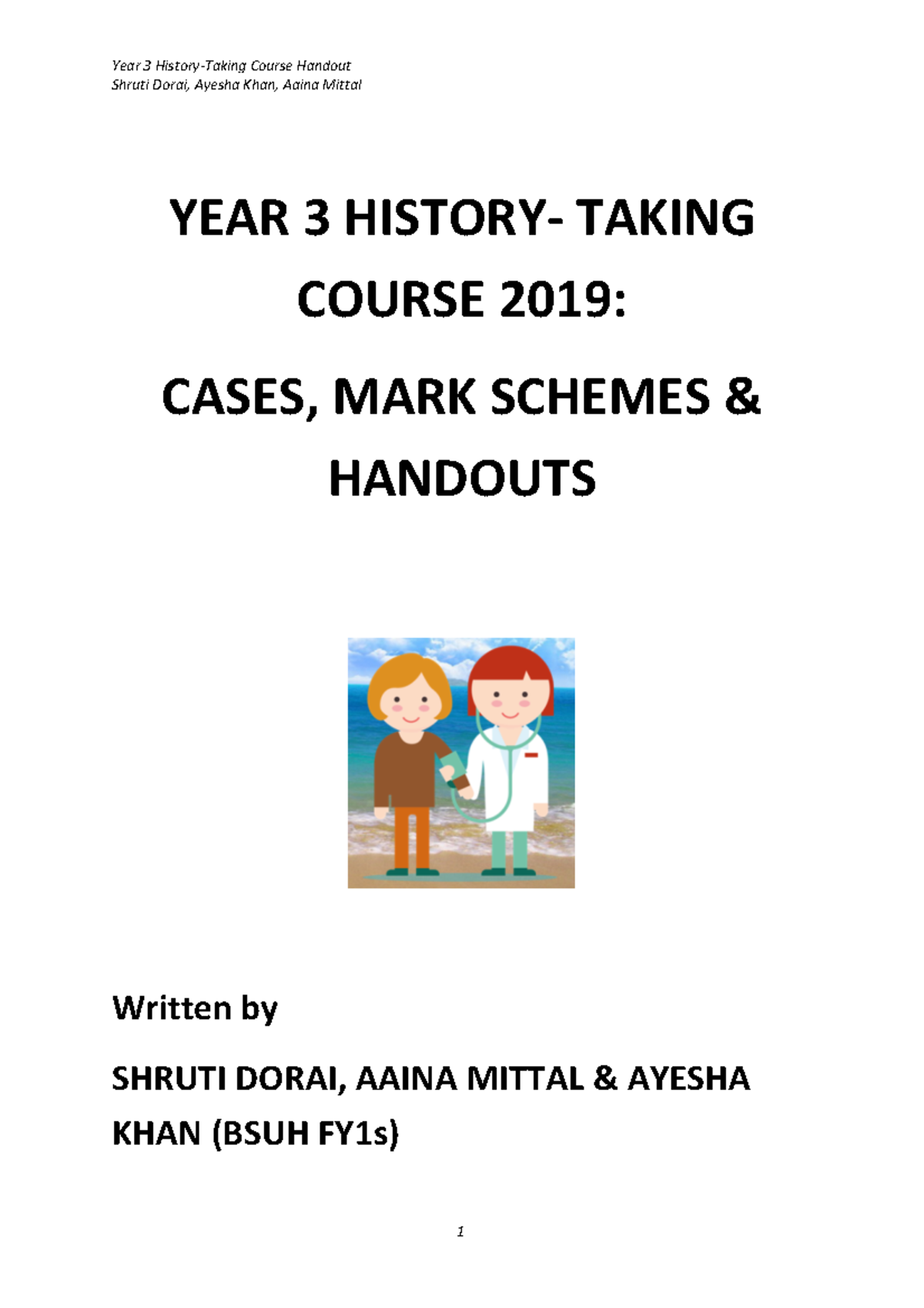 Y3 History- Taking Course FULL Cases, MARK Schemes AND Handouts ...