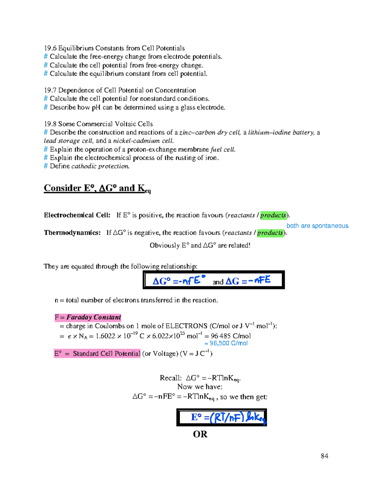 Guided Reading 8 - Electrochem Part3 - Week 8 - 19 Equilibrium ...