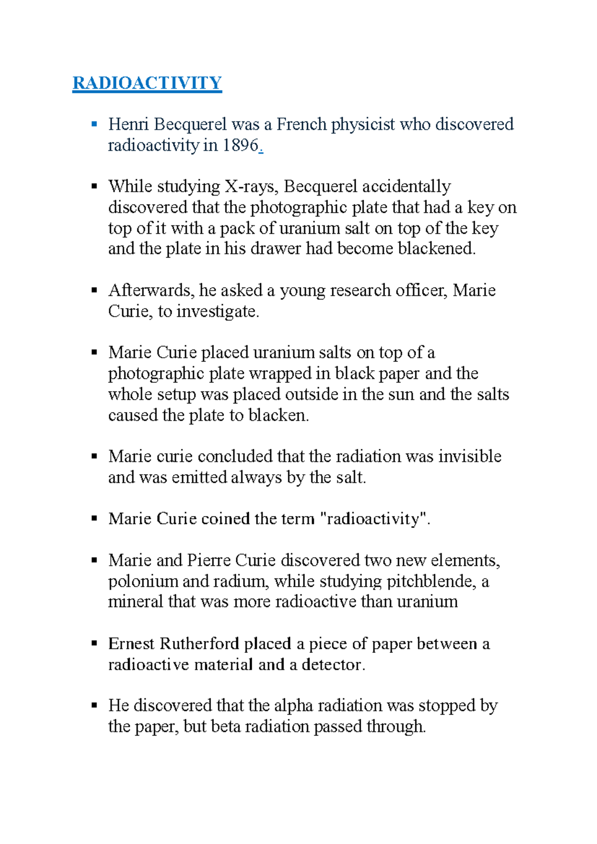 Radioactivity - RADIOACTIVITY Henri Becquerel was a French physicist ...