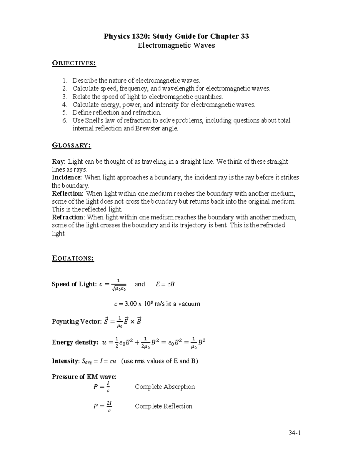 SG Ch 33 EM - Study Guide from Chapter 33 electromotive force ...