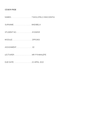 DPR2604 Portfolio Examination June 2023 - DPR2604-23-S1 ASSIGNMENT 03 ...