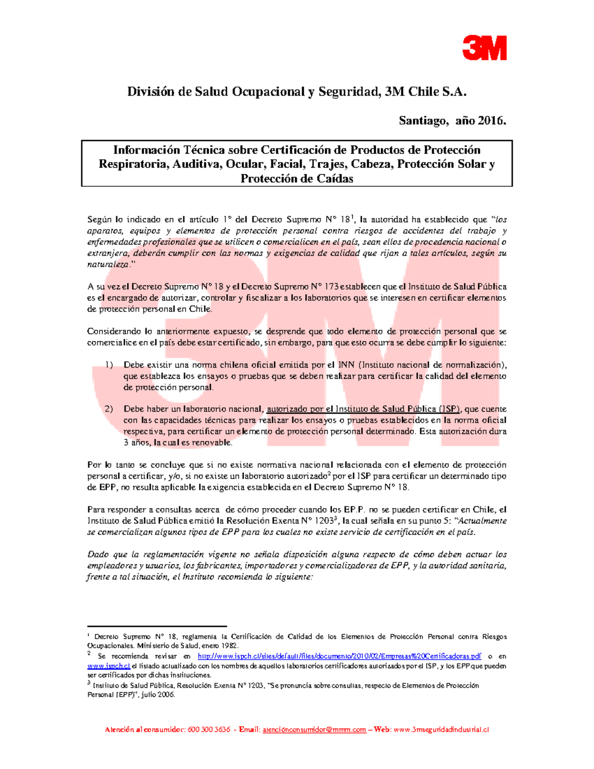 3M - hoja de datos de seguridad - Atención al consumidor: 600 300 3636 ...
