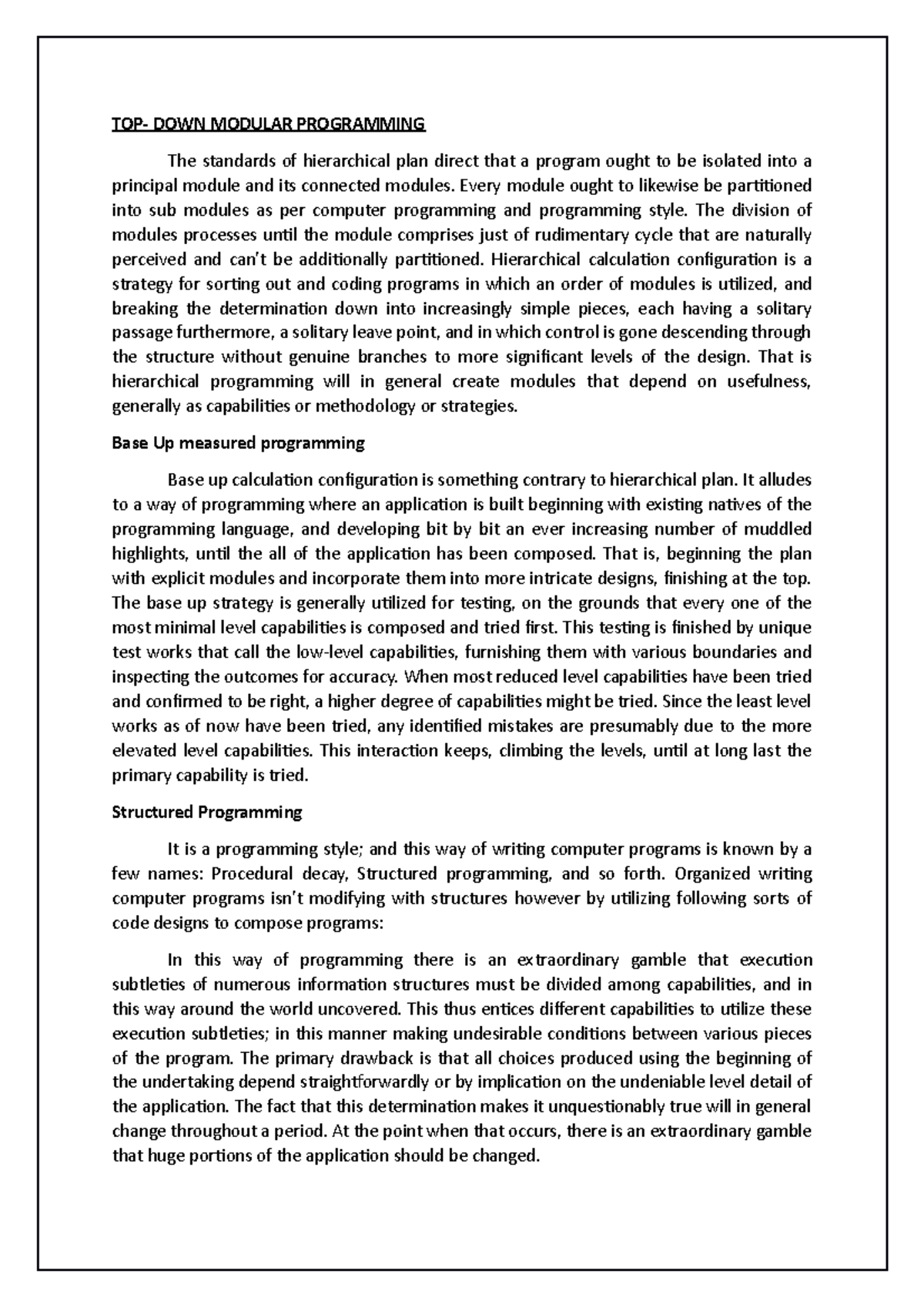 Top- down modular programming - TOP- DOWN MODULAR PROGRAMMING The standards of hierarchical plan ...