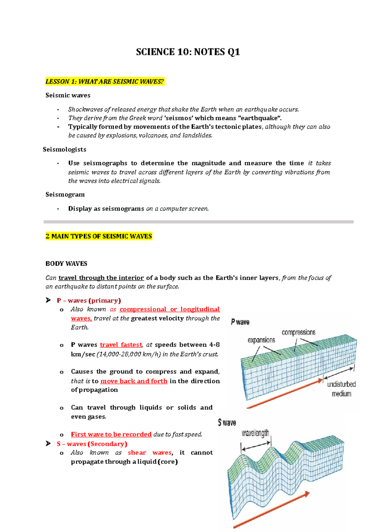 Science 10 EXAM Coverage - SCIENCE 10: NOTES Q LESSON 1: WHAT ARE ...