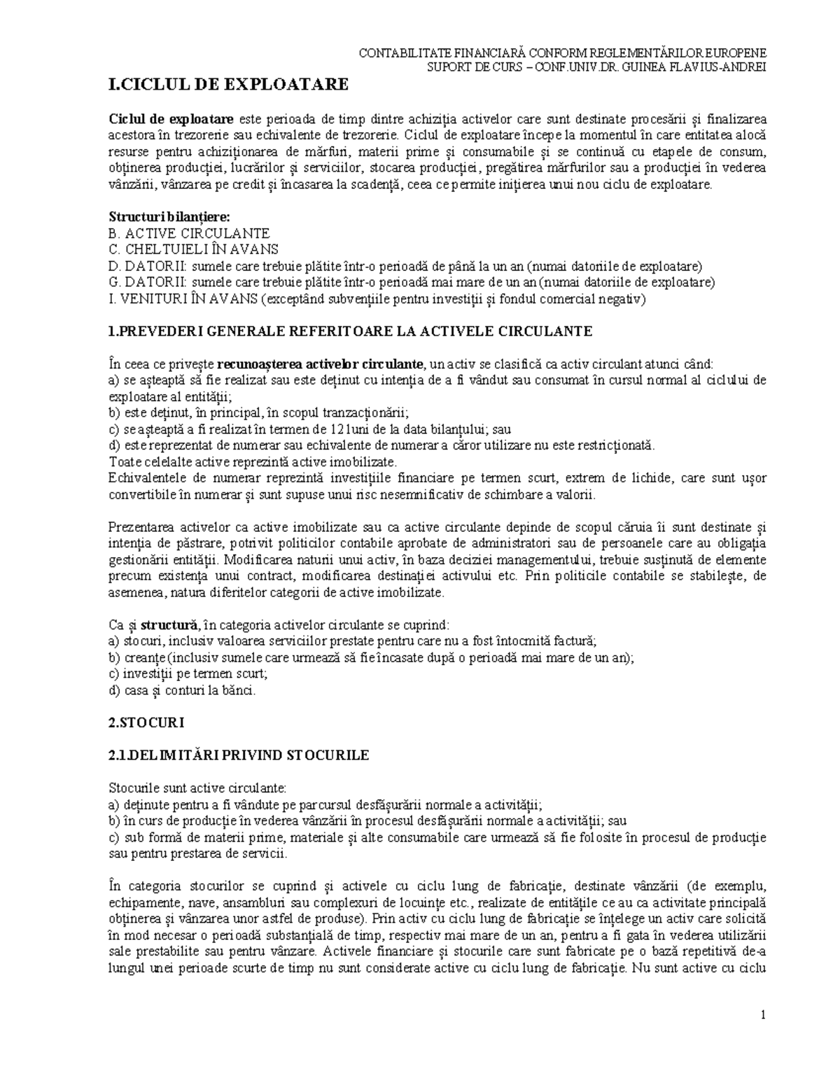 Suport AT1 Ciclul Exploatare 2023 - SUPORT DE CURS – CONF.UNIV. GUINEA ...