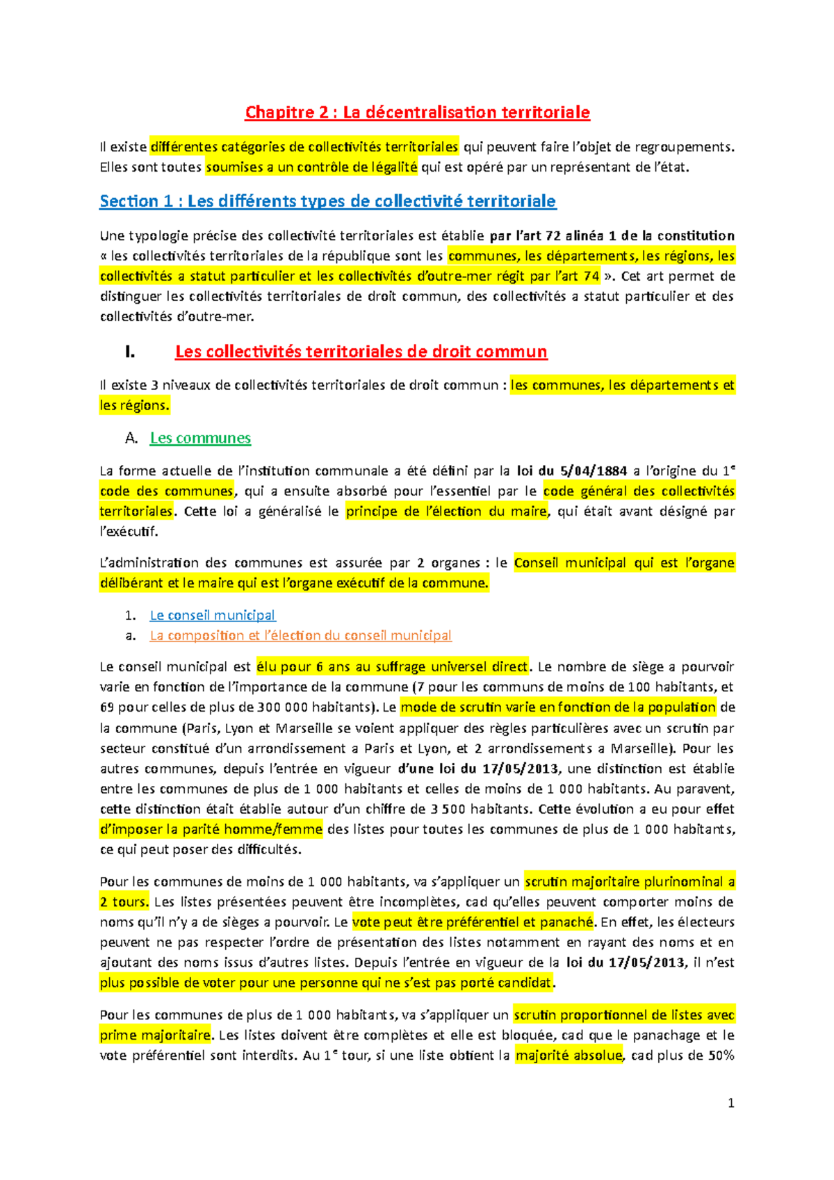 Chapitre 2. La décentralisation territoriale - Chapitre 2 : La ...