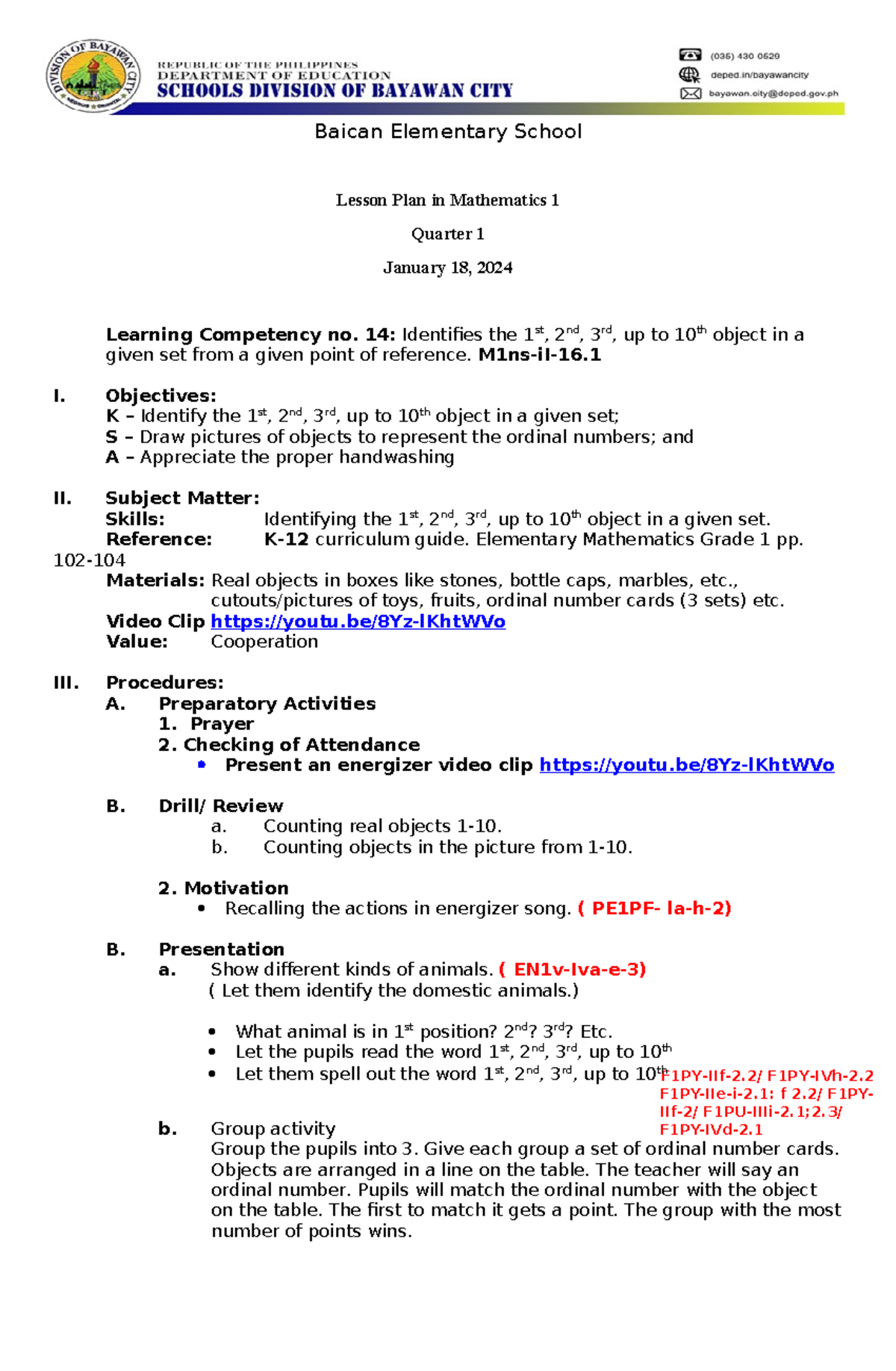 Lesson Plan Final - F1PY-IIf-2/ F1PY-IVh-2. F1PY-IIe-i-2: f 2/ F1PY ...